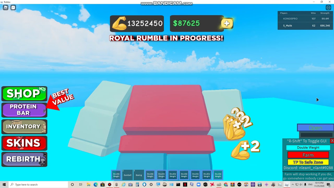 Grinding with 25 Double Weights on Boxing Simulator 2 Roblox - YouTube