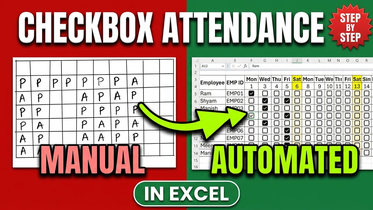 Create Attendance Sheet with Checkbox in Excel | Smart Attendance ...