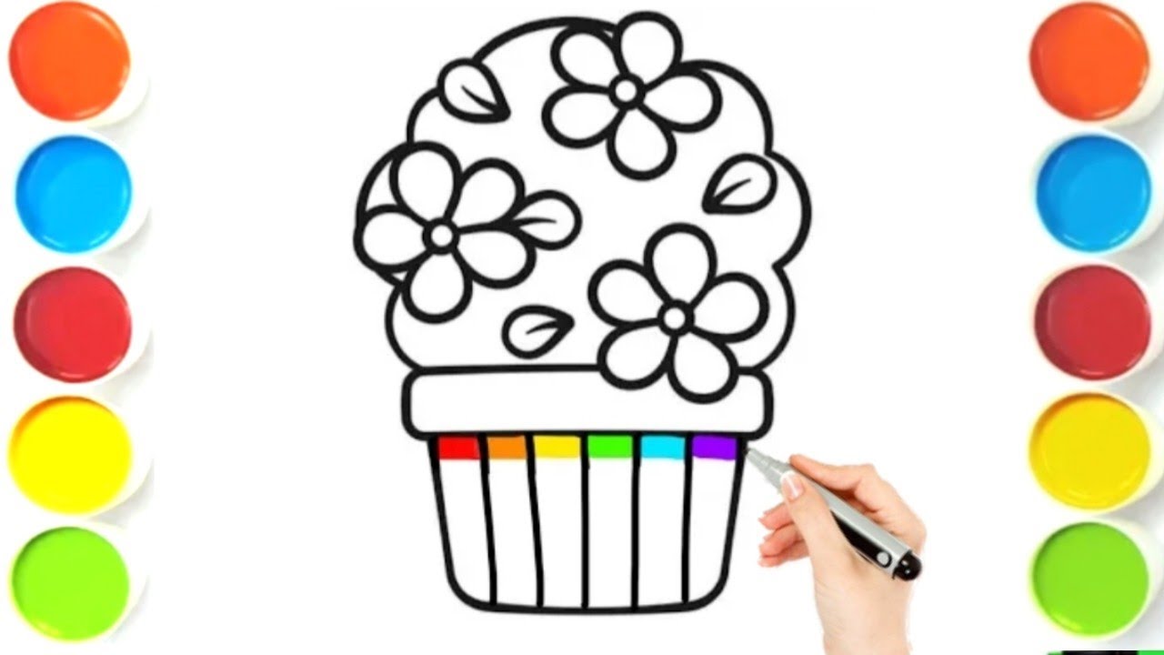 Rainbow Flower Pot 🌈💐Drawing, Painting and Colouring |Easy Step by Step ...