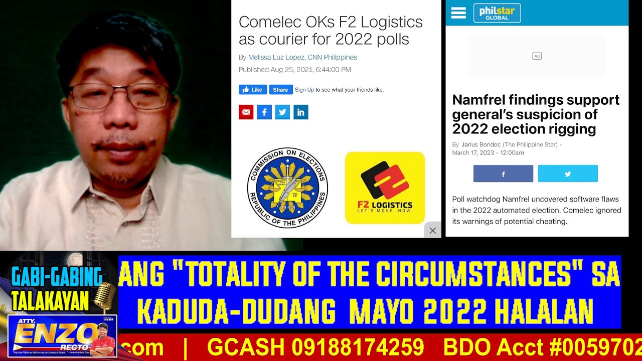 ANG "TOTALITY OF THE CIRCUMSTANCES" SA KADUDA-DUDANG MAYO 2022 HALALAN ...