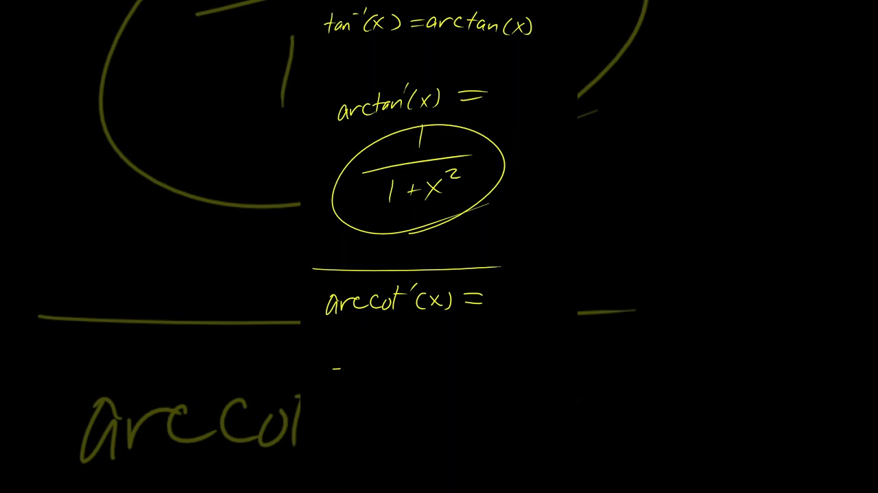 derivative of arccot(x) formula rule, arccot'(x) // inverse trig ...