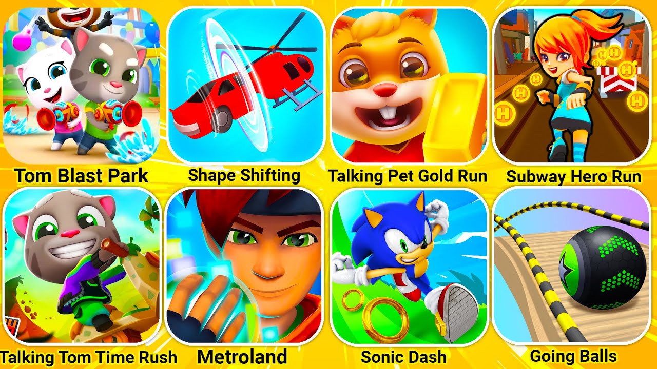 Talking Tom Blast Park, Shape Shifting, Talking Tom Pet Gold Run ...