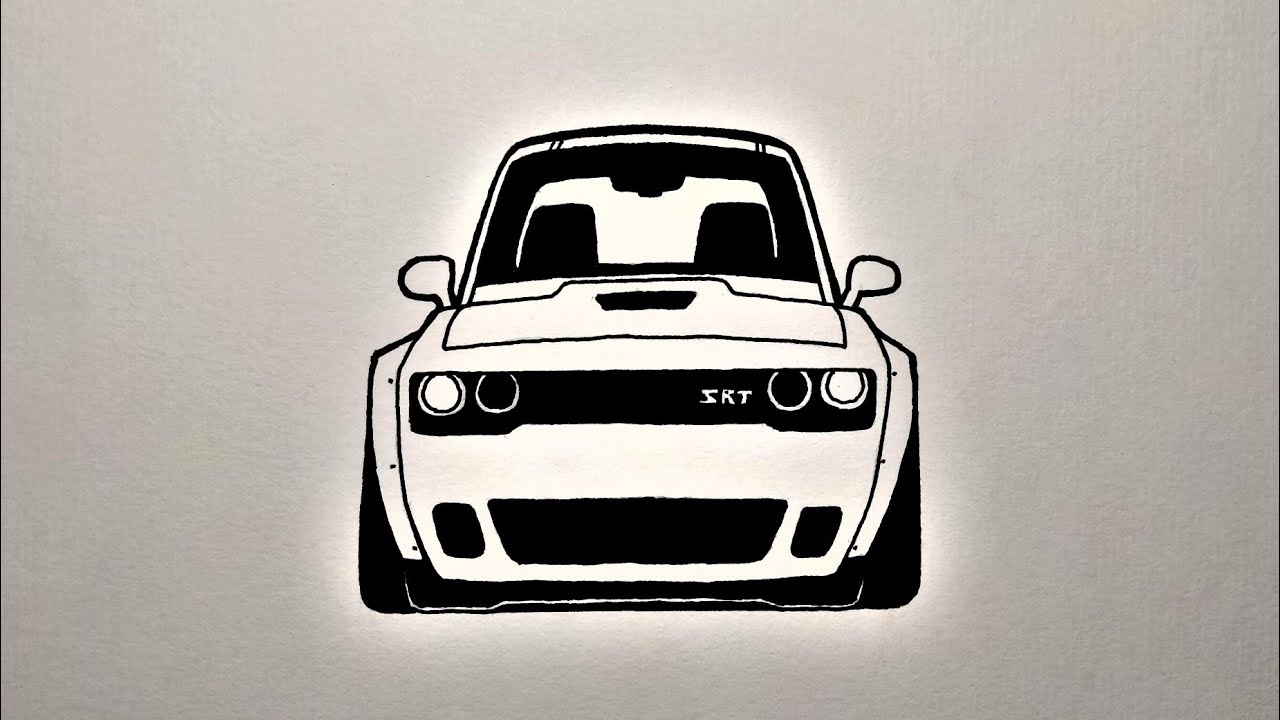 How to Draw SRT Dodge Challenger (front view) - YouTube