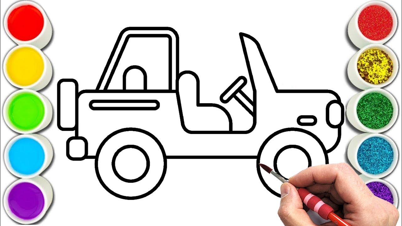 Safari Jeep Drawing, Painting & Coloring For Kids and Toddlers_ Child ...