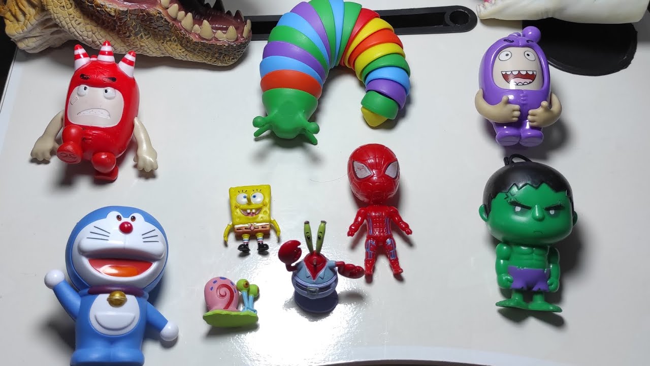 Menyusun mainan oddbods, doraemon, siput,gery,Spongebob,tuancrab ...