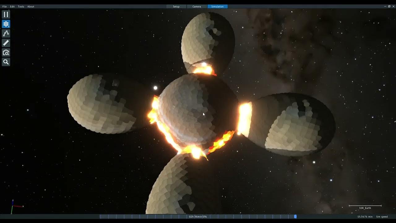 collision with a lot of Earth and 4 Saturn's to Jupiter in Space Sim. - YouTube