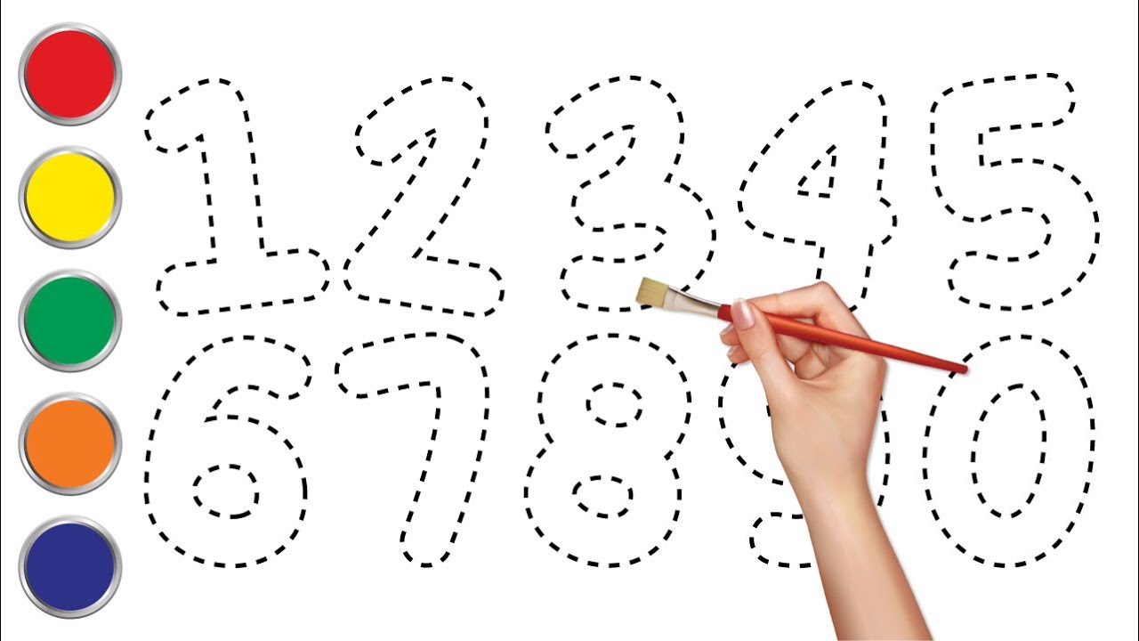 Learn Numbers l Follow the dots and write color numbers with a marker ...