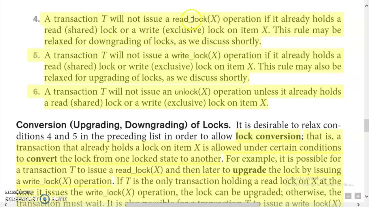 DBMS Concurrency control part 4 | Shared/Exclusive lock | conversion of ...