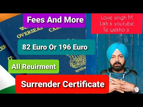 Surrender Certificate : For India Fees And Morr Details| Love singh M - YouTube
