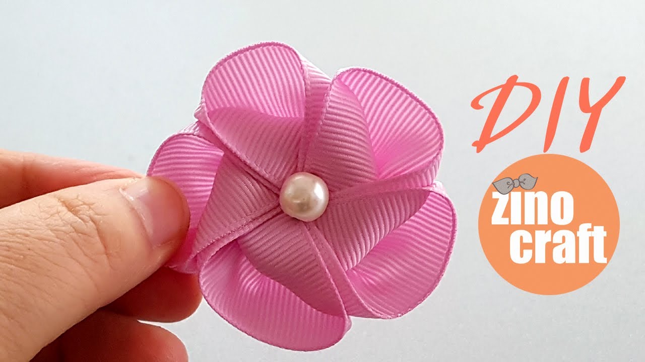 How to make ribbon flower/Ribbon easy making Tutorial/Ribbon flower ...
