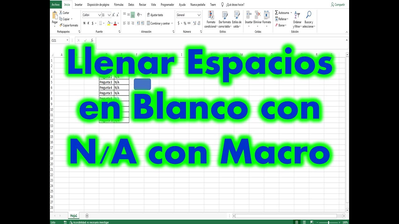 Como llenar espacios en blanco con un macro en excel - YouTube
