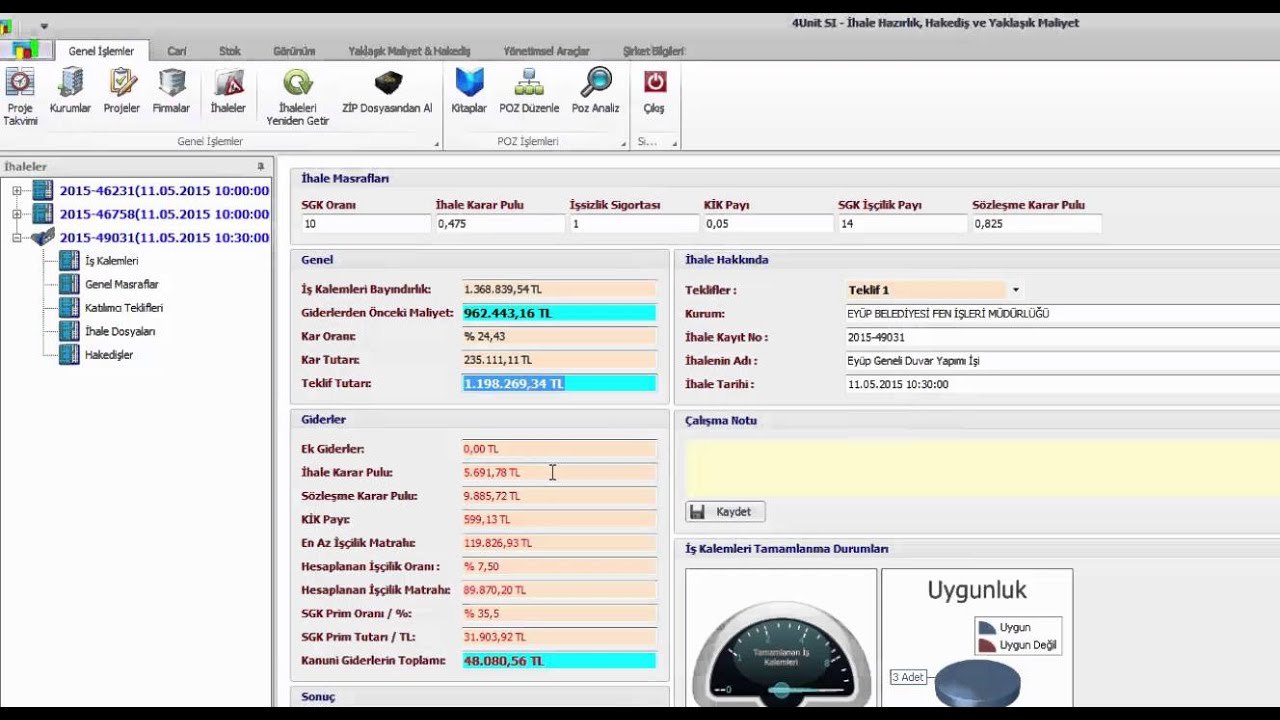 Teklif Oluşturma-Birim Fiy. Tek. Cet. Oluşturma-Anahtar Teslim Tek. Mek ...