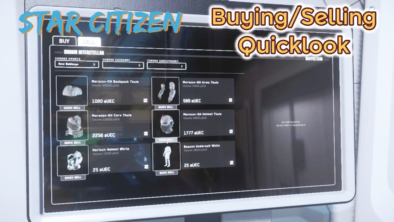 Star Citizen - Buying / Selling Menus Quicklook - YouTube
