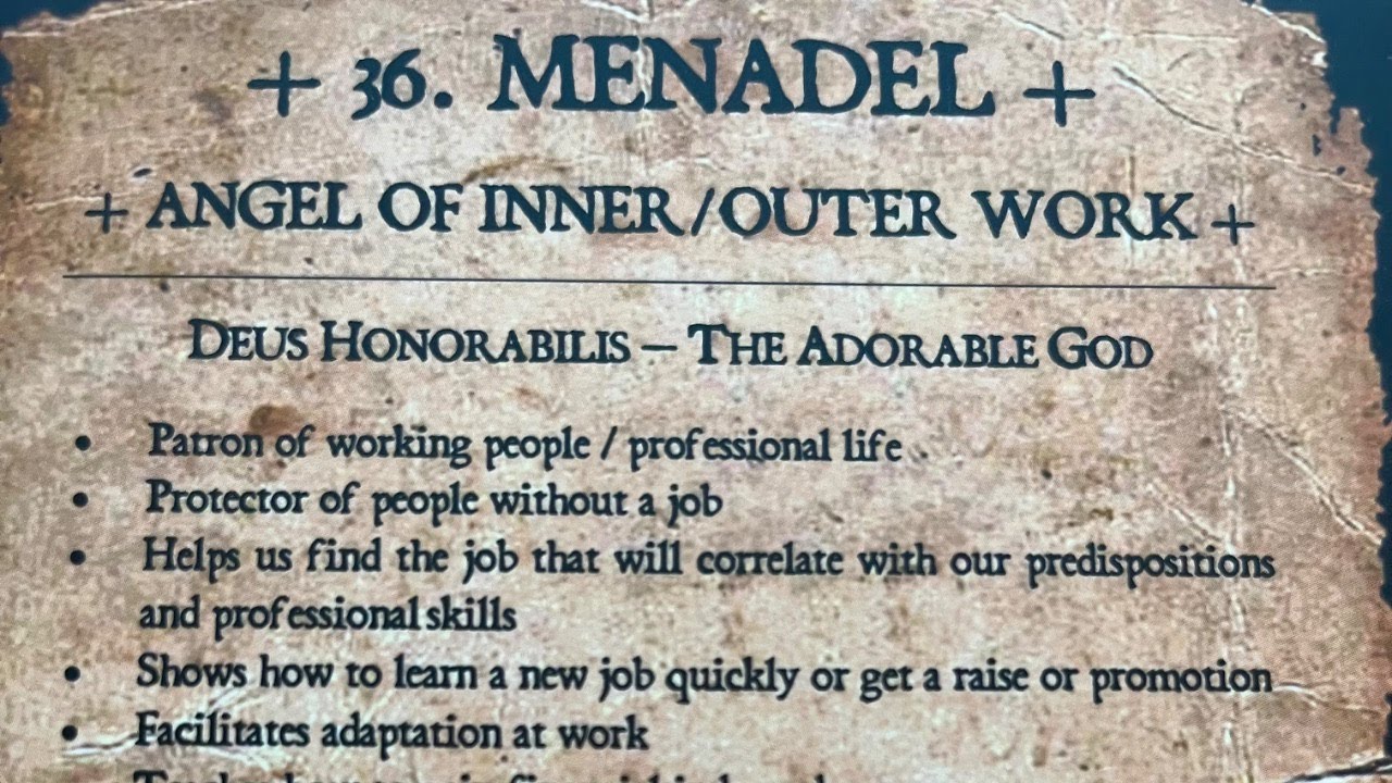 72 Angels #36 MENADEL ANGEL OF INNER / OUTER WORK - THE ADORABLE GOD ...