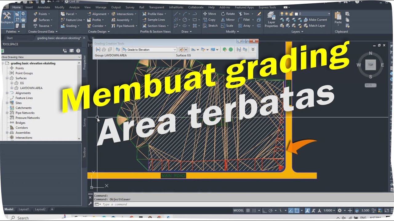 Cara membuat grading dengan area terbatas di civil 3d | grading ...