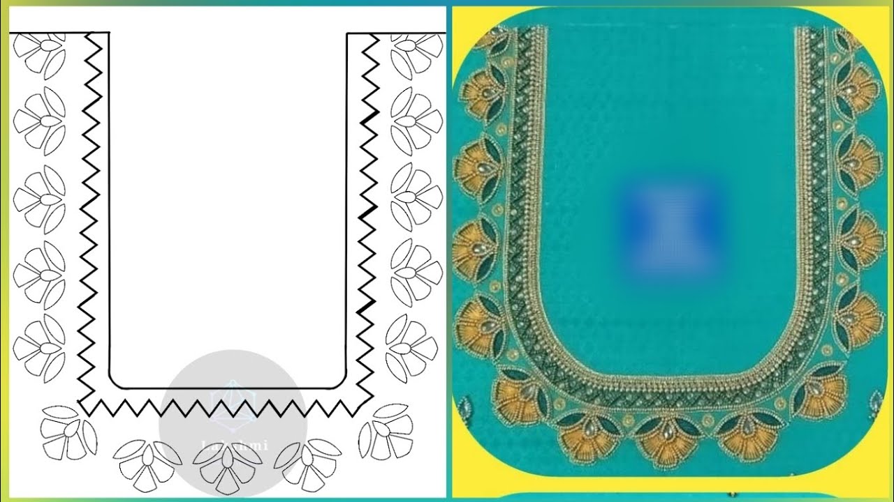 Aariwork Tracing using canva app| Neck design - YouTube
