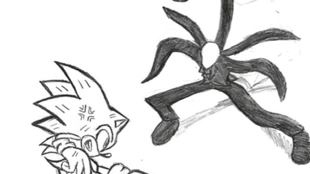 Slender man vs sonic the hedgehog drawing - YouTube