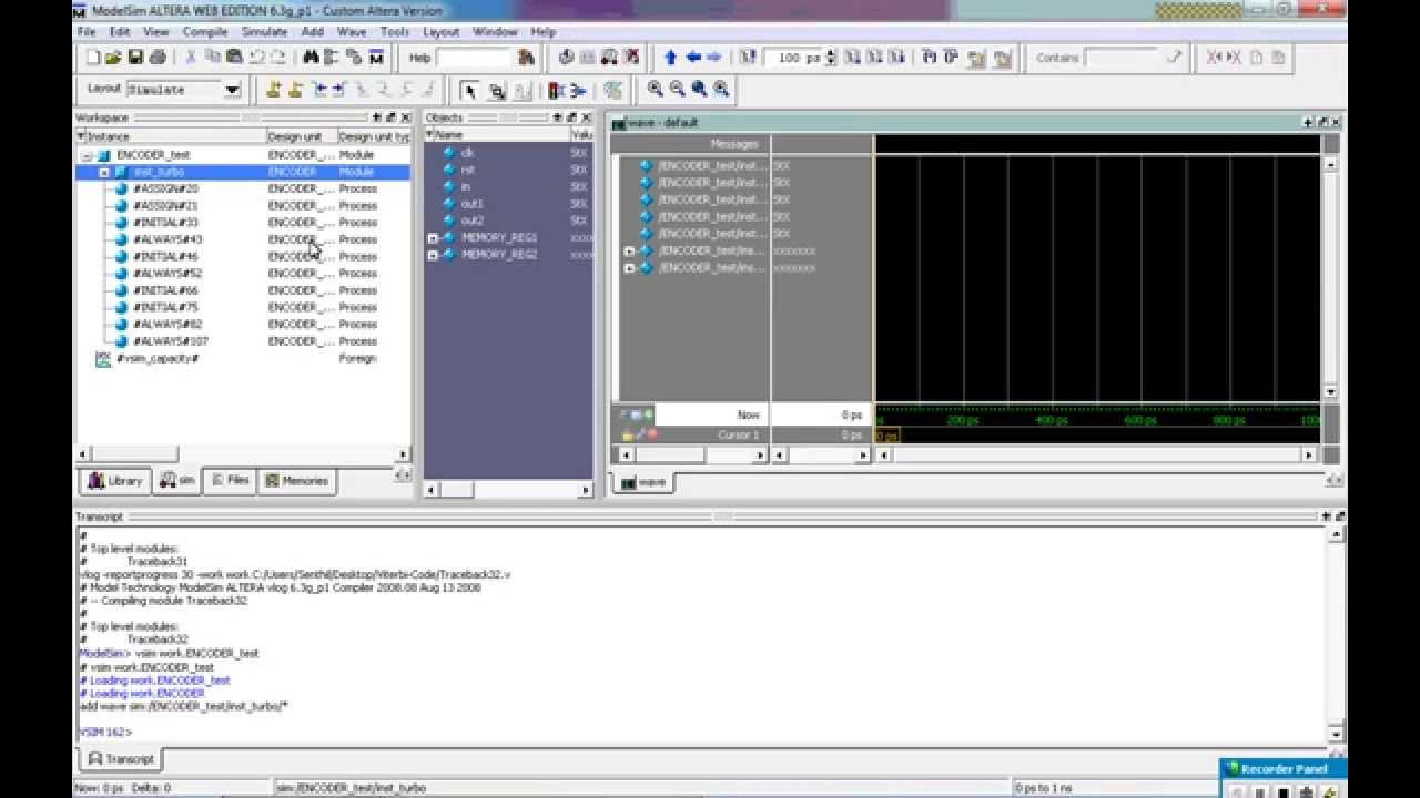 SIMULATION OF VITERBI ALGORITHM USING MODELSIM AND MATLAB WITH ERROR ...