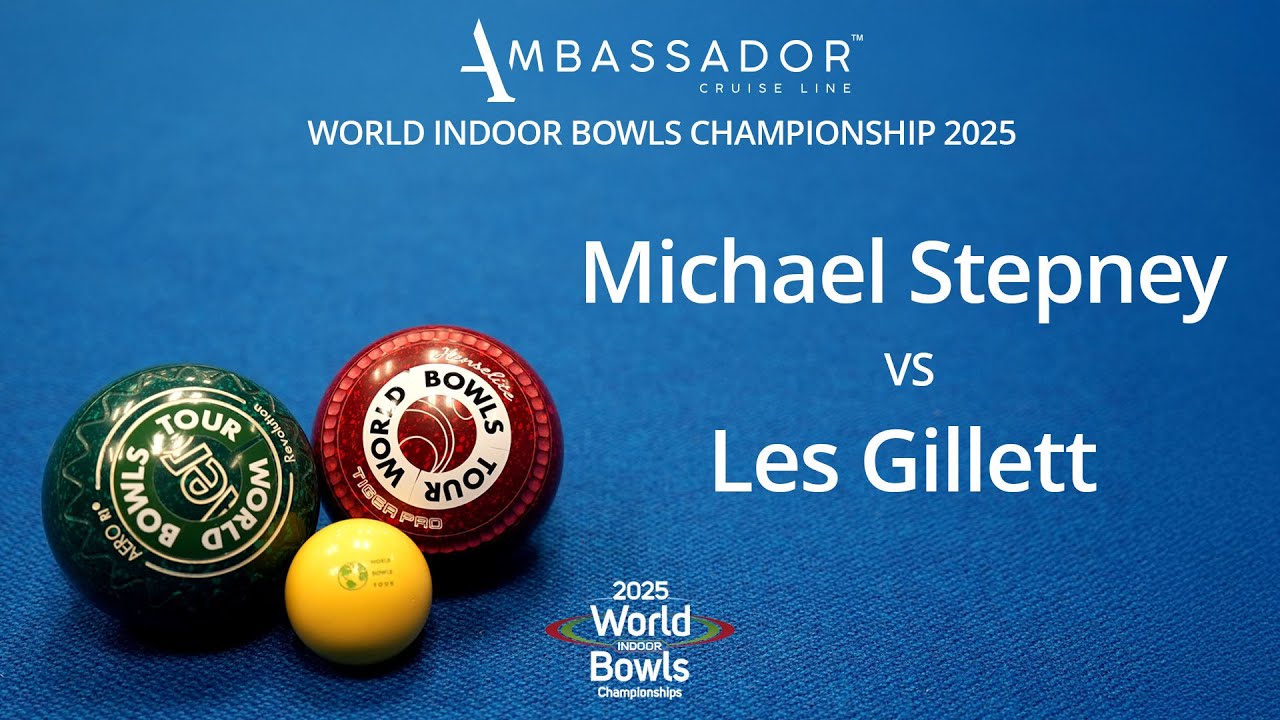 World Indoor Bowls Championship 2025 Michael Stepney vs Les Gillett ...