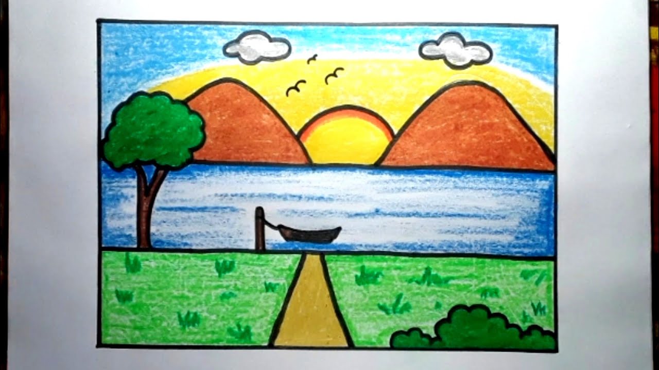 😍😍Simple Cute Scenery Drawing😍 Scenery Drawing With Panting #drawing # ...