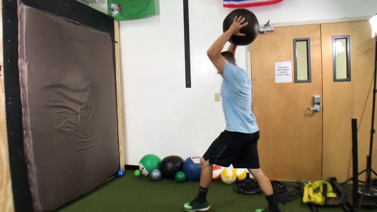 Overhead med ball throw - YouTube
