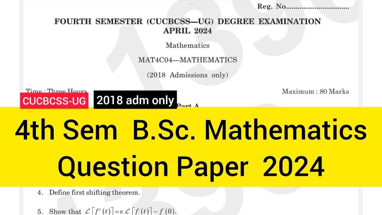 MATHEMATICS | B.Sc. Mathematics 4th Sem Question Paper 2024 #calicut ...