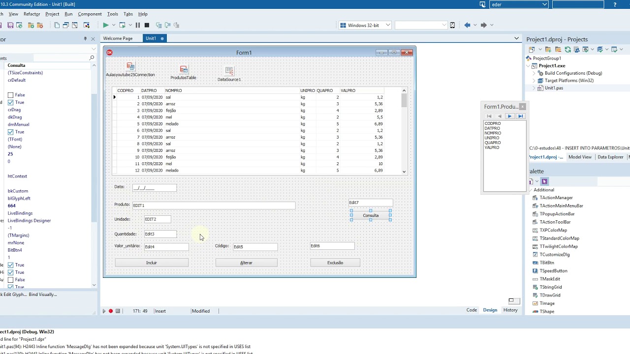 CONSULTA COM PARAMETRO E COM EDITS - DELPHI 10.3 - YouTube