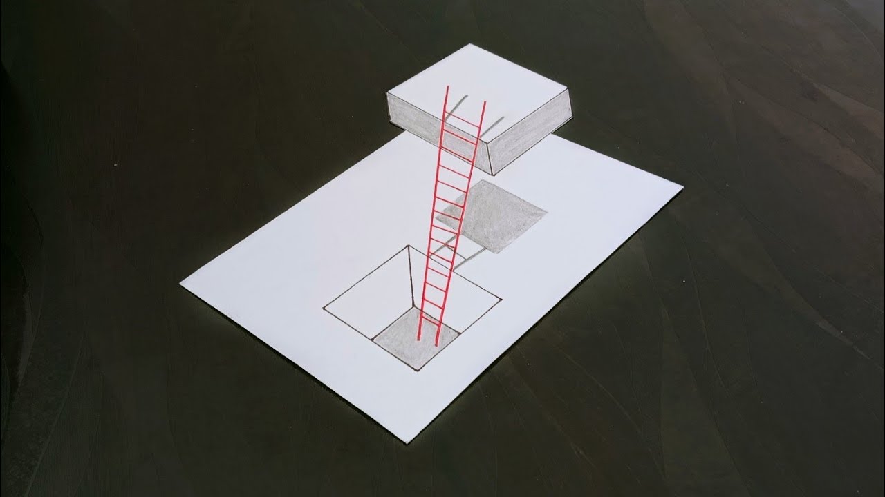 How To Draw 3d Optical Illusions Stair Holes And Floating Cubes Thrillingartmagic Drawing