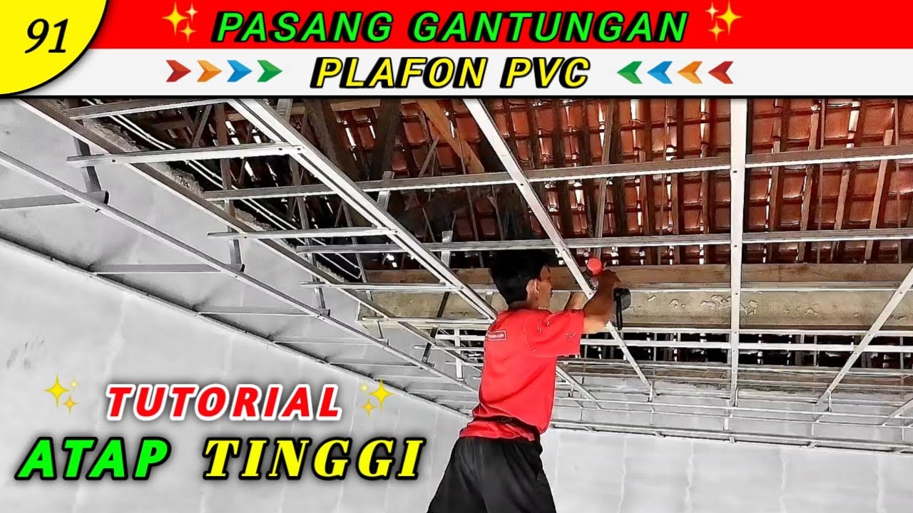 Cara PASANG gantungan PLAFON PVC Atap Tinggi - YouTube