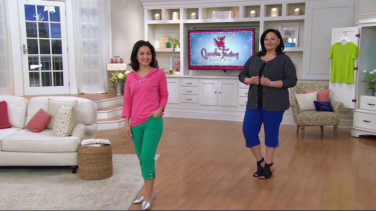 Quacker Factory DreamJeannes Capris w/ Rhinestone Detail on QVC - YouTube