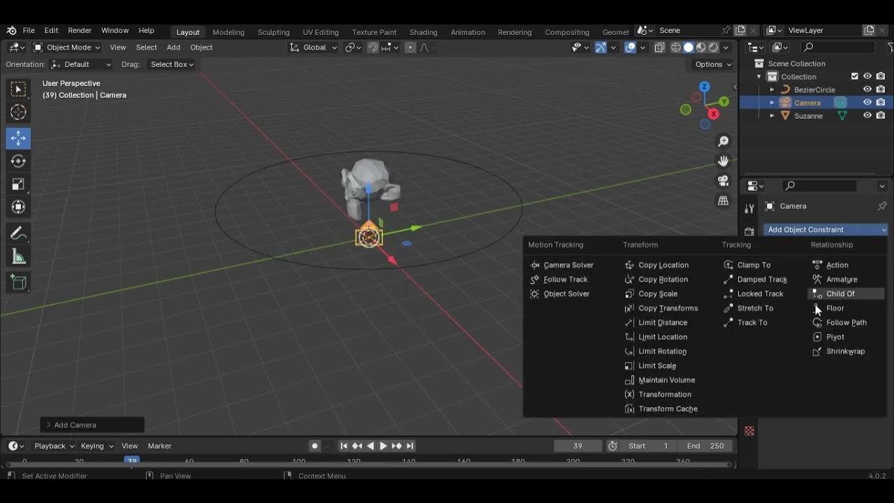 blender camera tracking and follow curve camera - YouTube