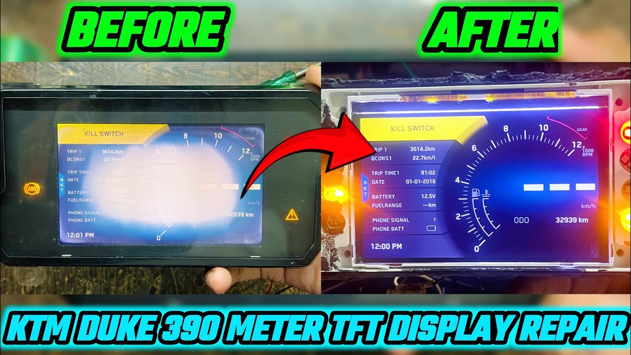 KTM DUKE 390 METER TFT DISPLAY REPAIR - DUKE 390 METER DISPLAY FADE ...