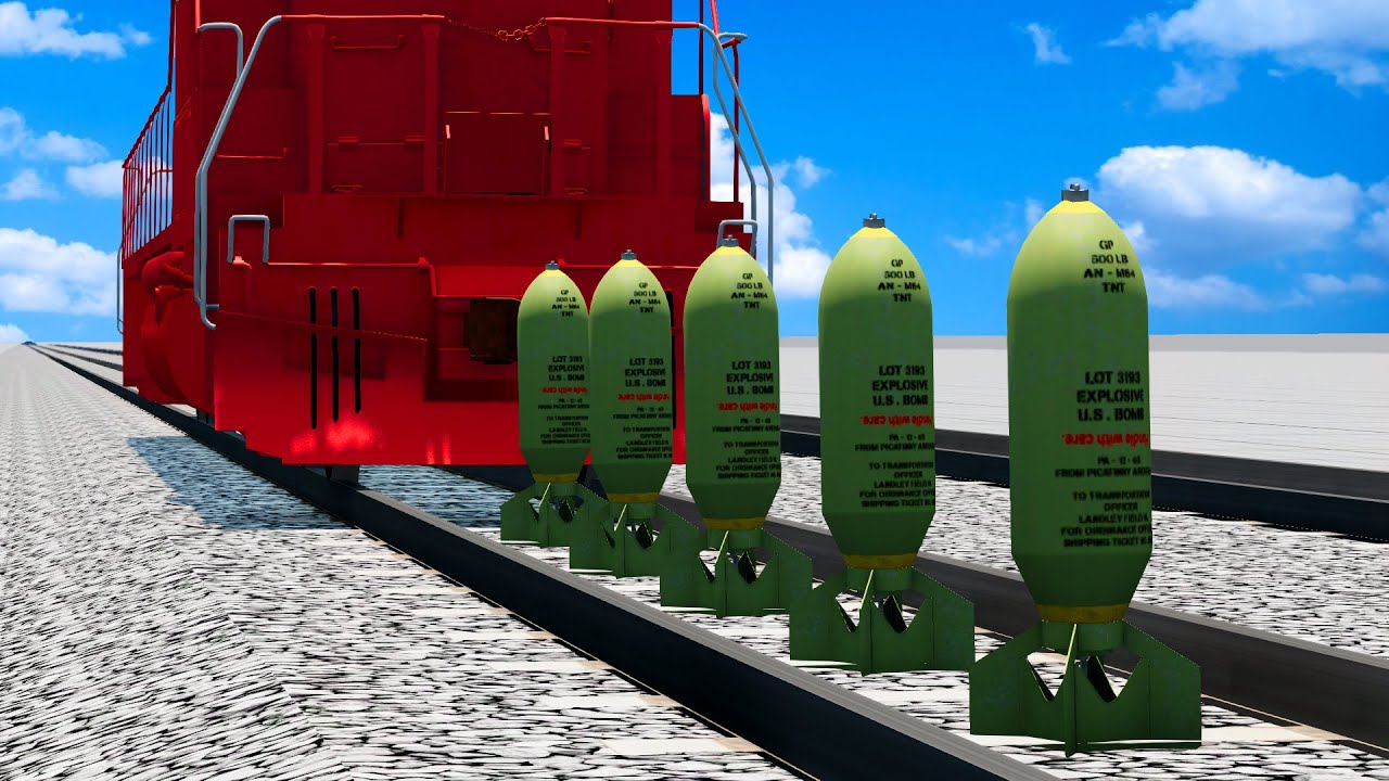 TRAIN VS BOMB | EPIC CRASH - BeamNG.Drive - YouTube