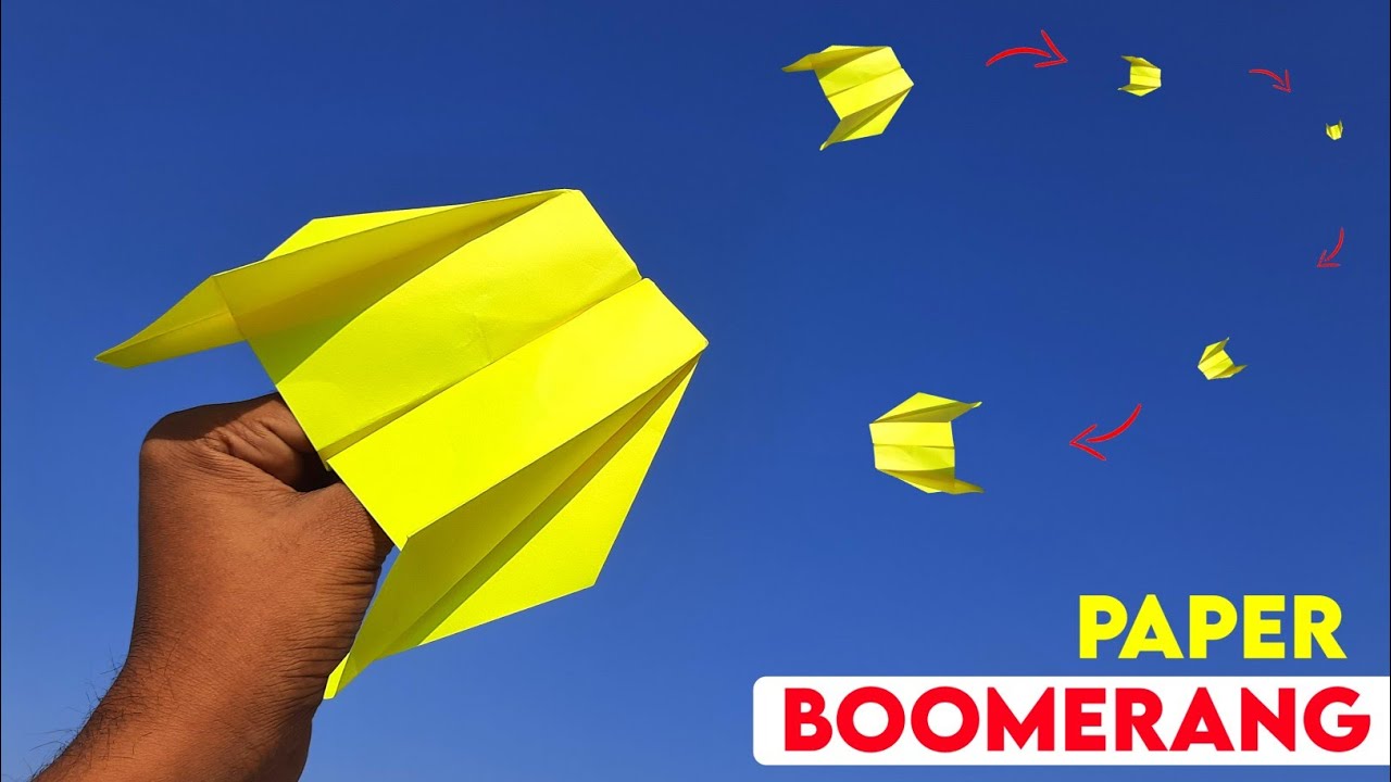 How to make paper boomerang plane , returnable plane making , paper ...