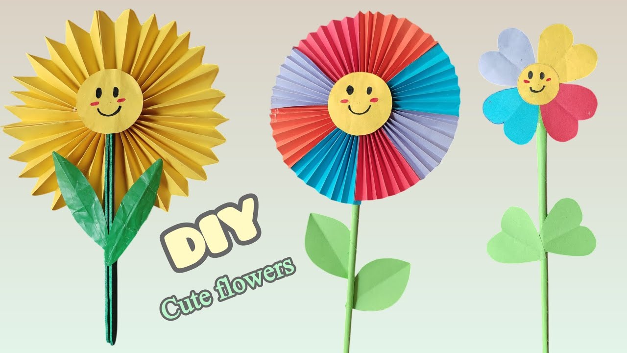 I Made Three Beautiful Flowers From paper | Kids Craft Ideas | Cute ...