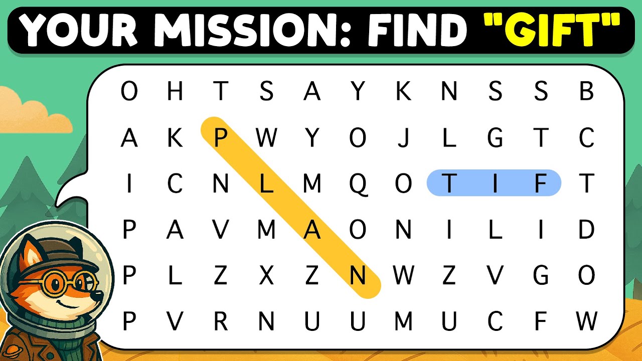🦊🔍 Don’t Blink! Find “GIFT” Quickly 🔎🦊 | Word Search Puzzle - YouTube