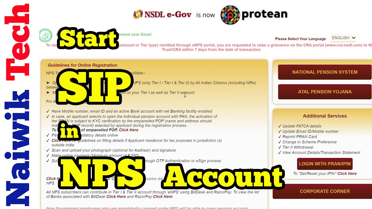 How to start SIP in NPS account [ National Pension System ] - YouTube