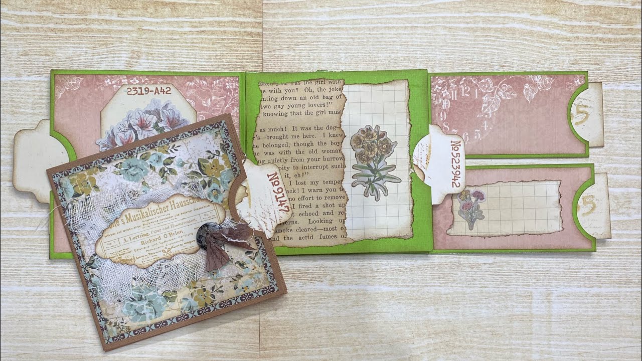Simple 4 fold book from a 12 x 12 sheet of cardstock - YouTube