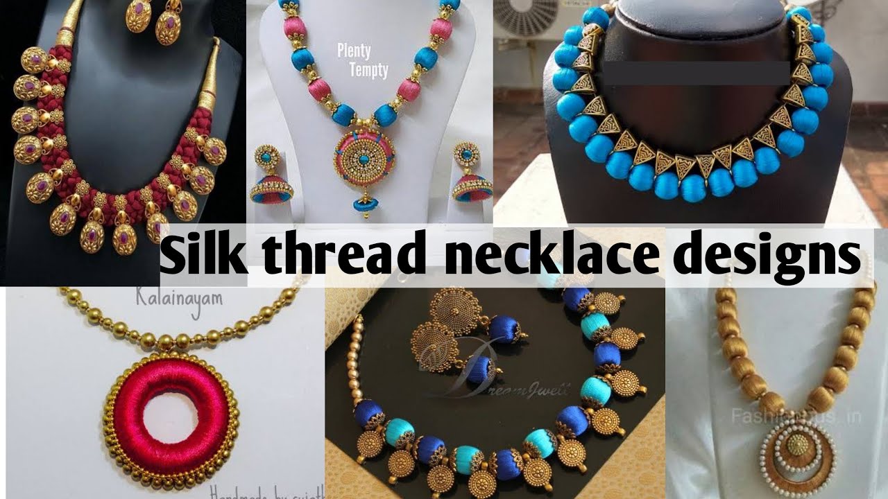 Silk thread necklace designs - YouTube