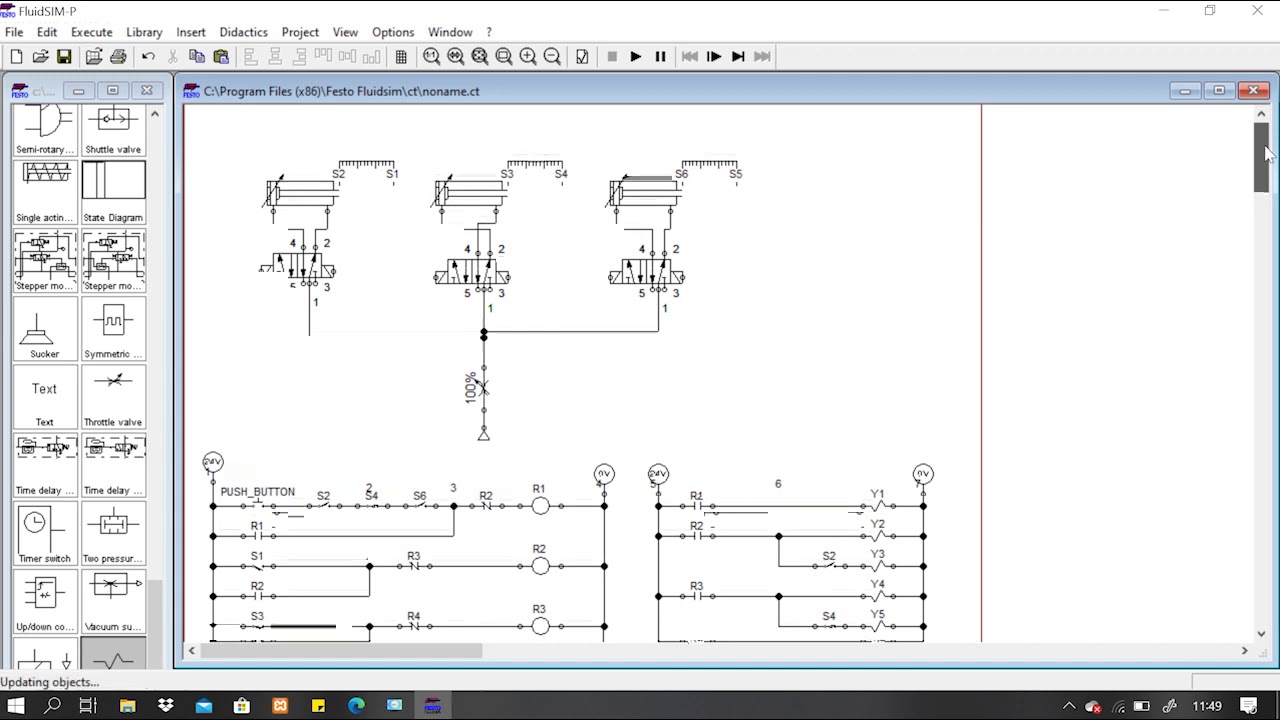 TUTORIAL & SIMULASI RANGKAIAN PLC PNEUMATIC PADA FLUIDSIM | A+ A- B- B+ ...