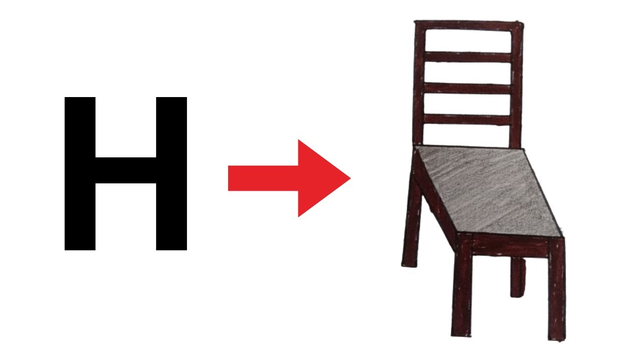 Chair Drawing From Letter H Easy | Step By Step Chair Drawing For ...