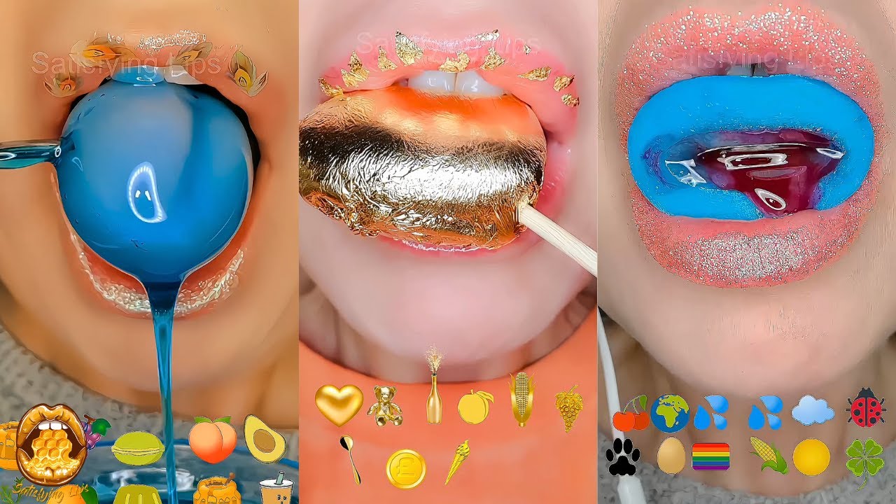 2 Hour For Sleep ASMR Satisfying relaxing Eating Emoji Food Sounds ...