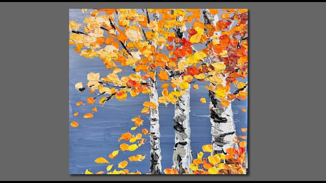 Acrylic painting techniques/Birch tree painting - YouTube