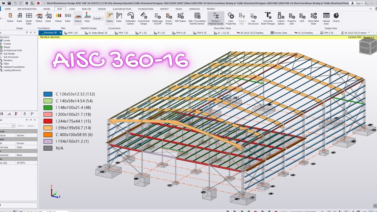 2. Grid line in Tekla Structural Designer 2024: AISC 360-16 - YouTube