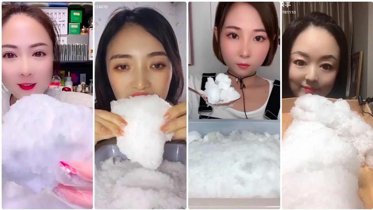 WHITE ICE EATING ASMR 💙 ICE EATING ASMR 💙 Snow-white ASMR 💙 - YouTube