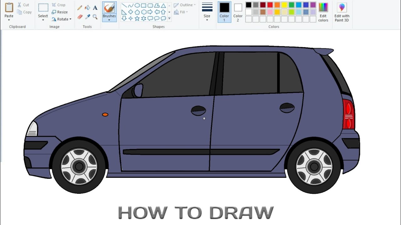 How to draw Hyundai Santro Car | Car Drawing Tutorial | How to draw a ...