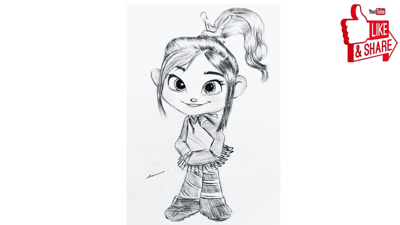 vanellope von schweetz drawing || vanellope princess drawing || disney ...