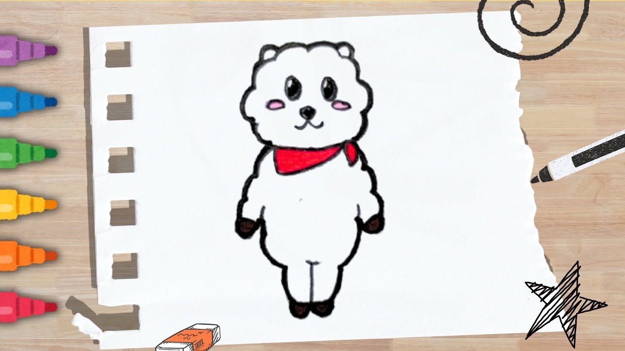 Drawing RJ BT21 step by step | Drawing with Alcohol Markers - YouTube