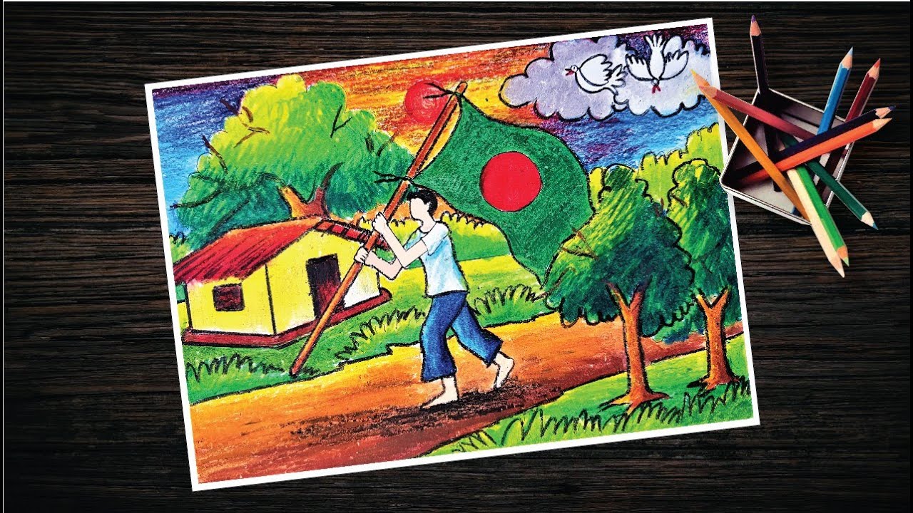 How to draw Victory Day 🇧🇩 Scenery of 16 December 1971 🇧🇩 বিজয় দিবসের ...