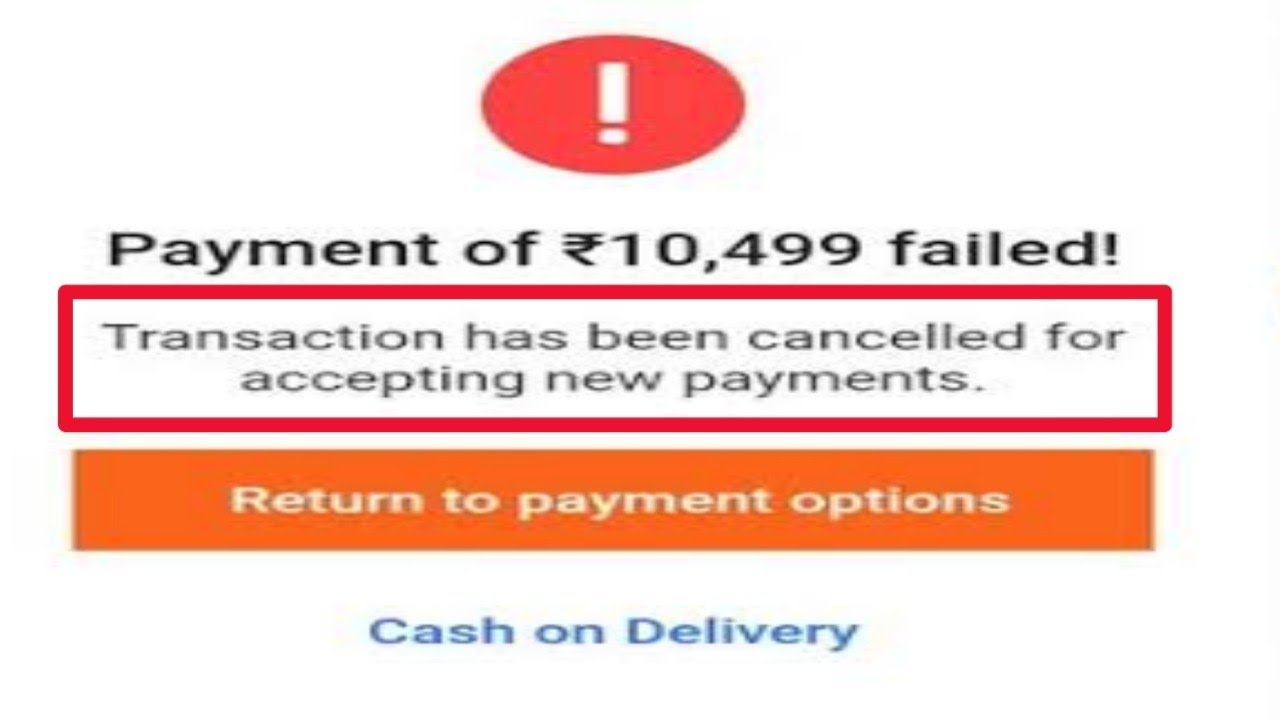 Fix transaction has been cancelled for accepting new payments ...